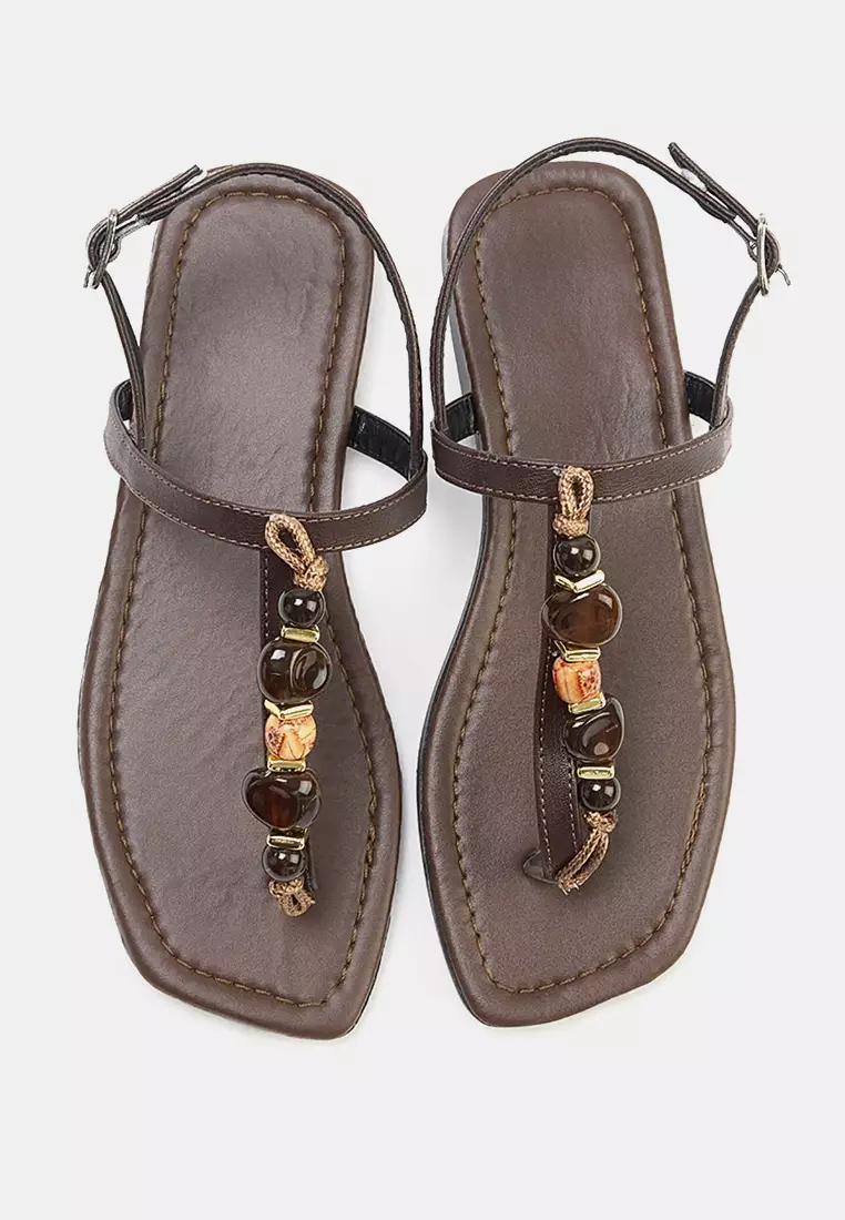 Jual Trendyol Beaded Flat Sandals Original 2026 | ZALORA Indonesia