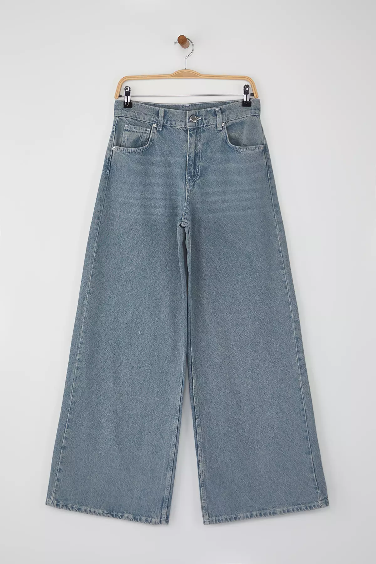 Jual Trendyol Teen Blue Gray High Waist Wide Leg Palazzo Jeans ...