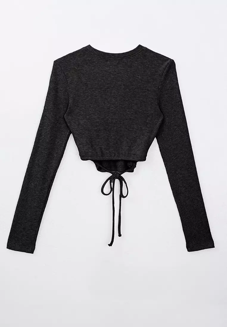 Buy AIR SPACE Ruched Side Crop Top 2025 Online | ZALORA