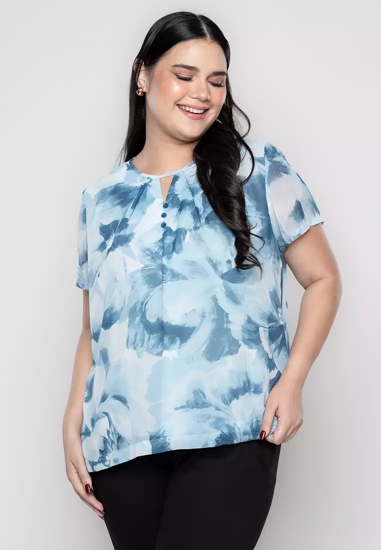 Buy Paperdolls Milly Plus Size Audreanne Floral Print Top with Peek-A ...