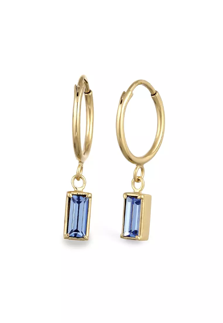 Buy ELLI GERMANY Swarovski® Crystal Rectangle Hoop Earrings in Blue ...