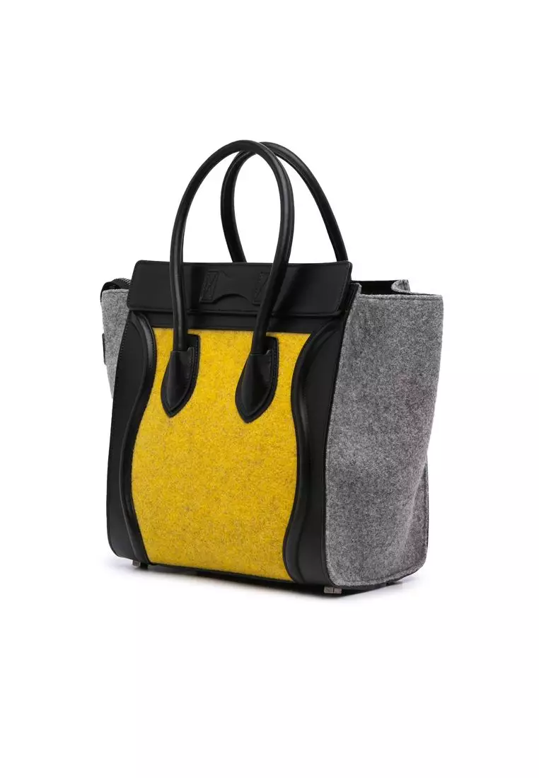 Buy Celine Pre-Loved Celine Micro Tricolor Felt Wool And Calfskin ...