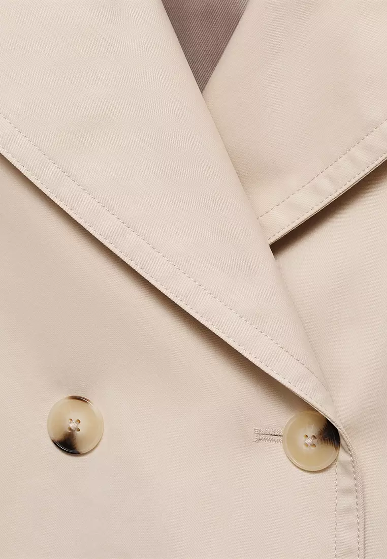 Jual Mango Cropped Trench Coat With Lapels Original 2025 | ZALORA ...