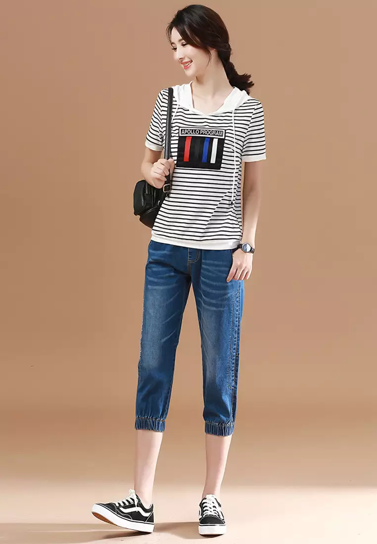 Buy Its Me Texture Striped Hooded T-Shirt 2025 Online | ZALORA Philippines