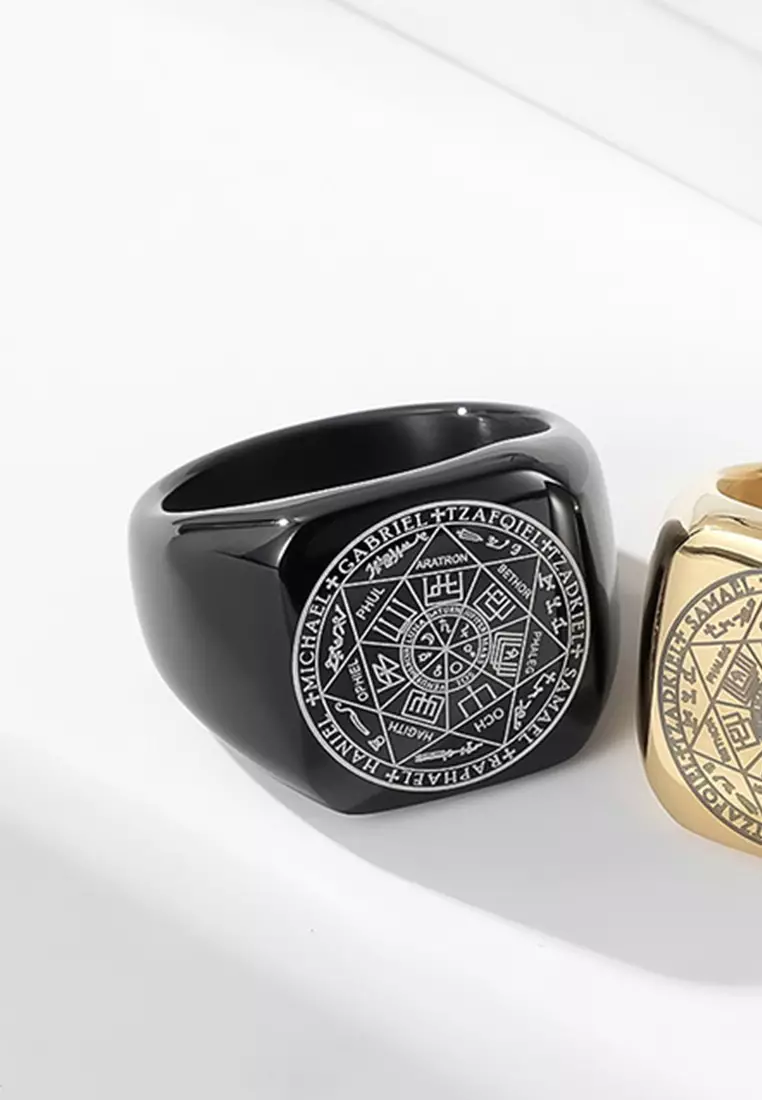 Buy HAPPY FRIDAYS Bold Heptagram Titanium Steel Ring JW QF-JZ646 2024 ...