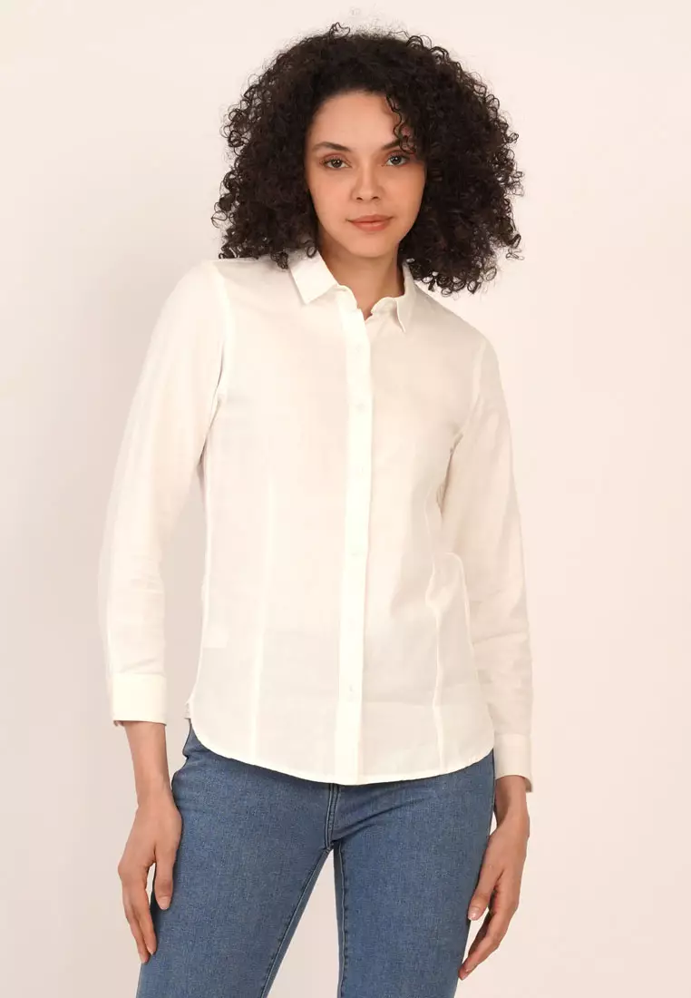 Buy nicole Nicole Fold-Over Collar Long Sleeve Front Button Opening Hem ...