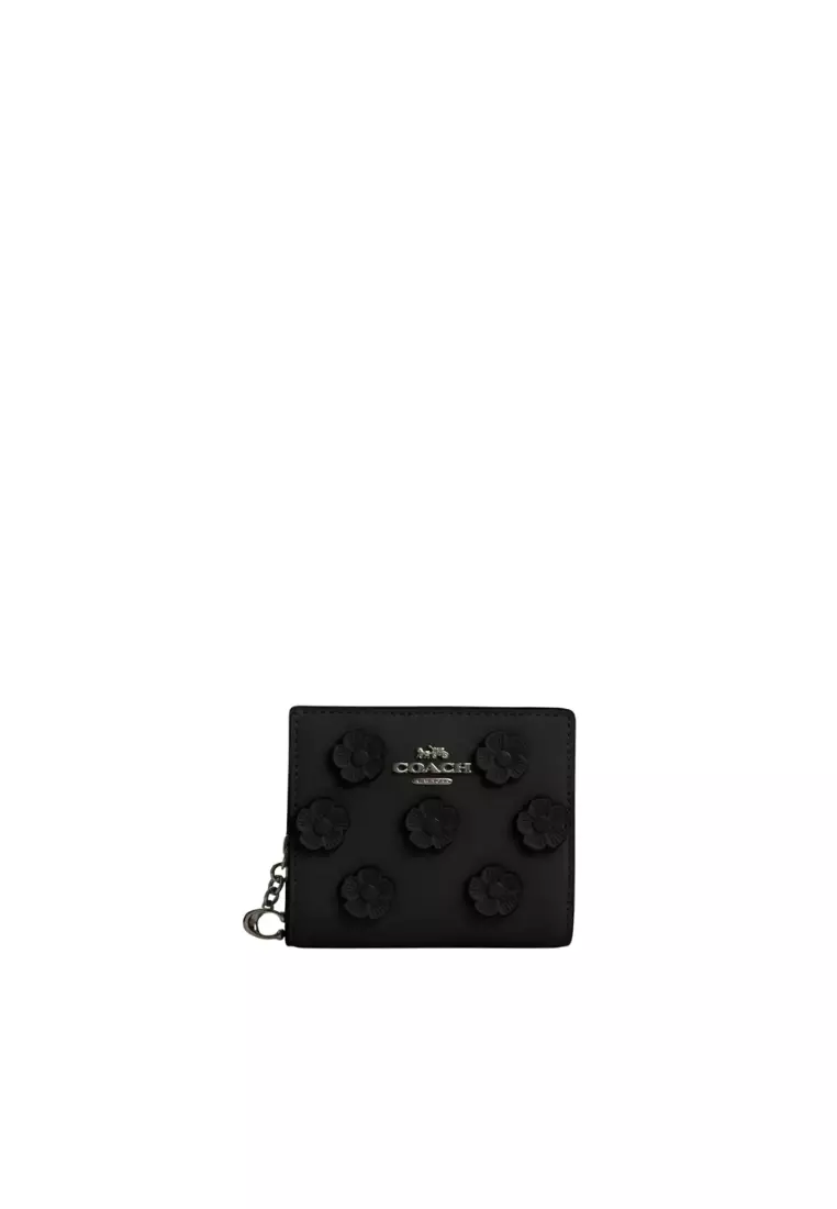 COACH Coach Snap Wallet With Floral Applique In Black Cap16 2026 | Buy ...