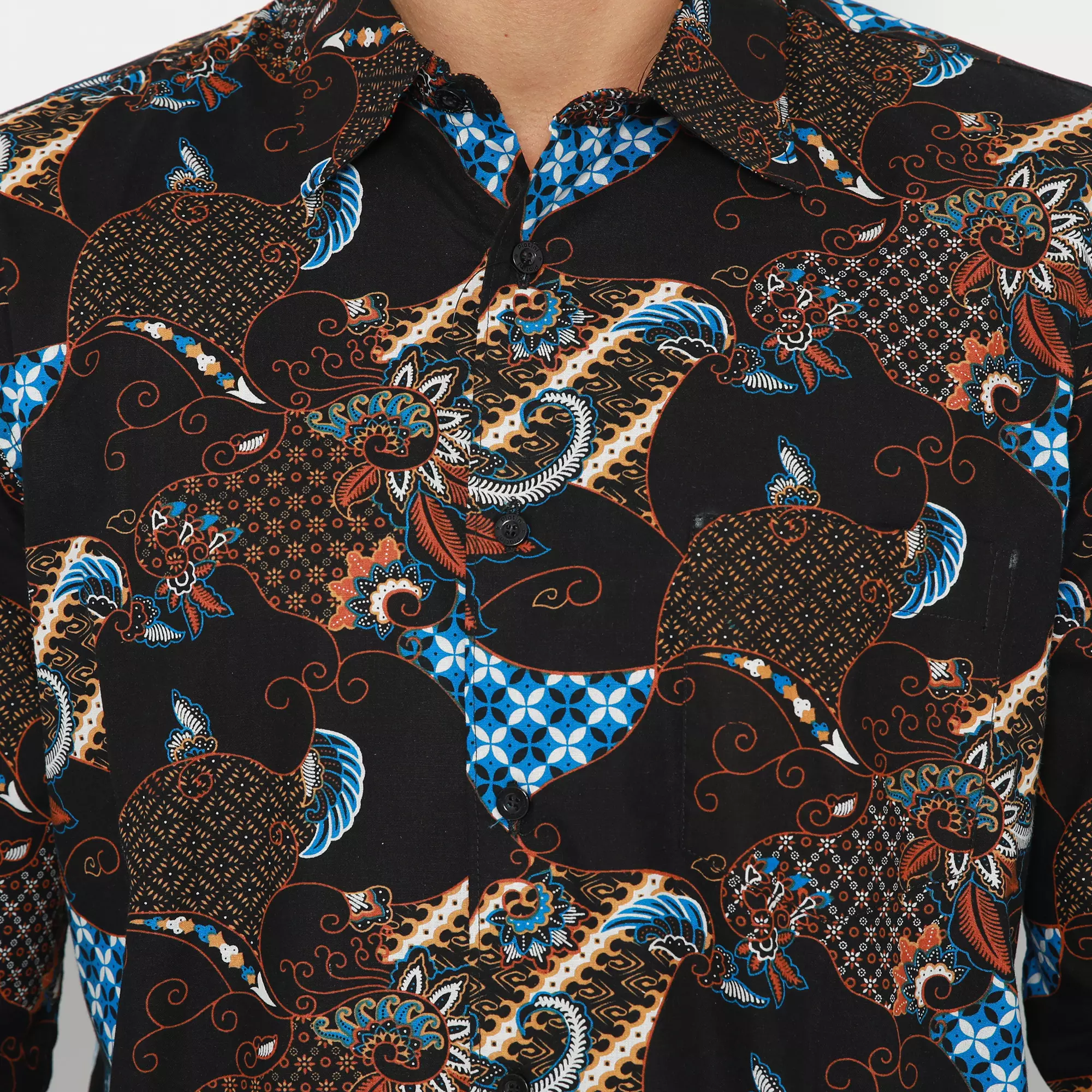 Jual Platini Platini Kemeja Batik Pria Lengan Panjang Batik Hitam Motif ...