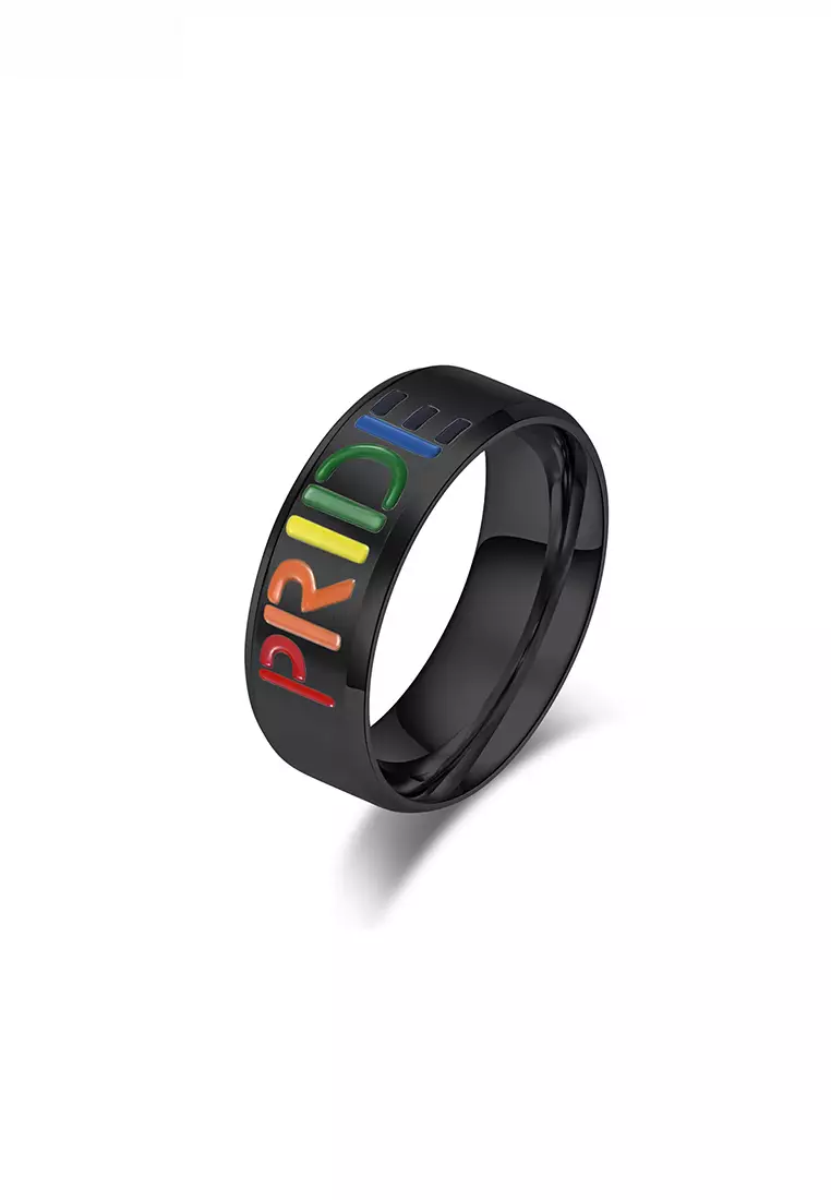 Buy HAPPY FRIDAYS Titanium Steel Rainbow PRIDE Ring JW QF-JZ689 2025 ...