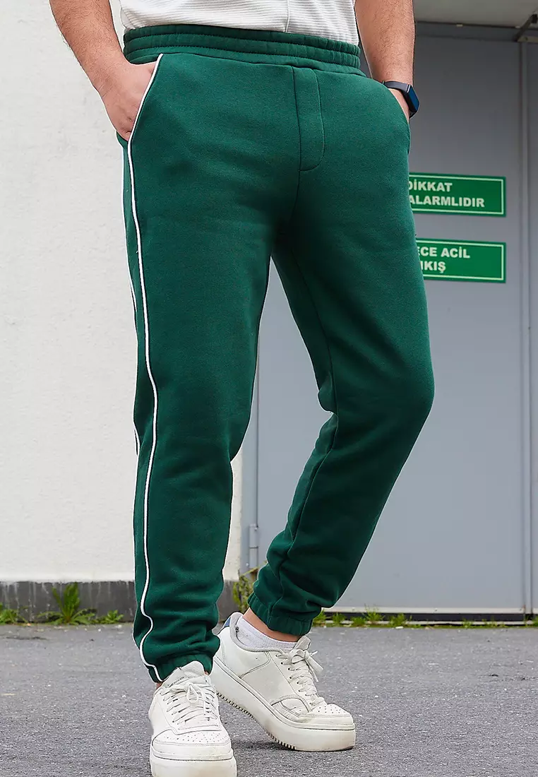 Buy Trendyol Emerald Green Thick Piping Sweatpants - Regular Cut ...