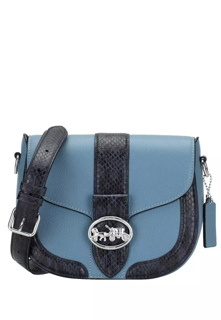 Coach Georgie Saddle Bag In Signature Canvas - Indigo Blue 2026 | Buy ...