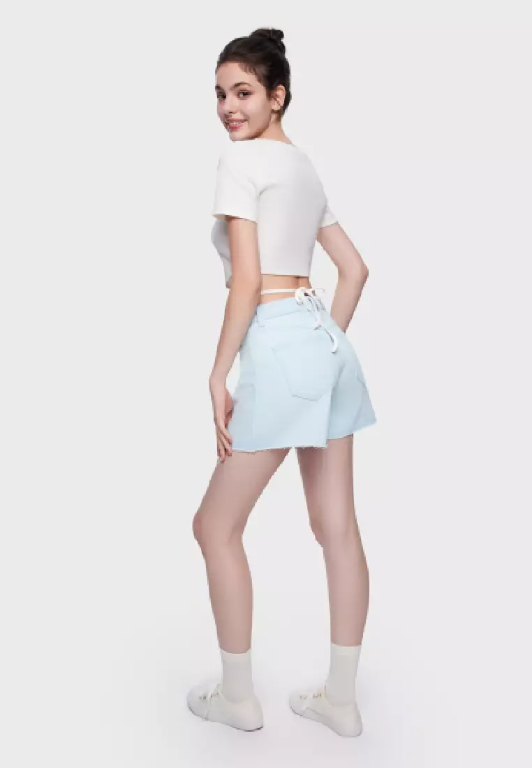 Buy 6IXTY8IGHT RUBINA SHORT SLEEVE SQUARE NECK CROPPED TEE TRIANGLE ...