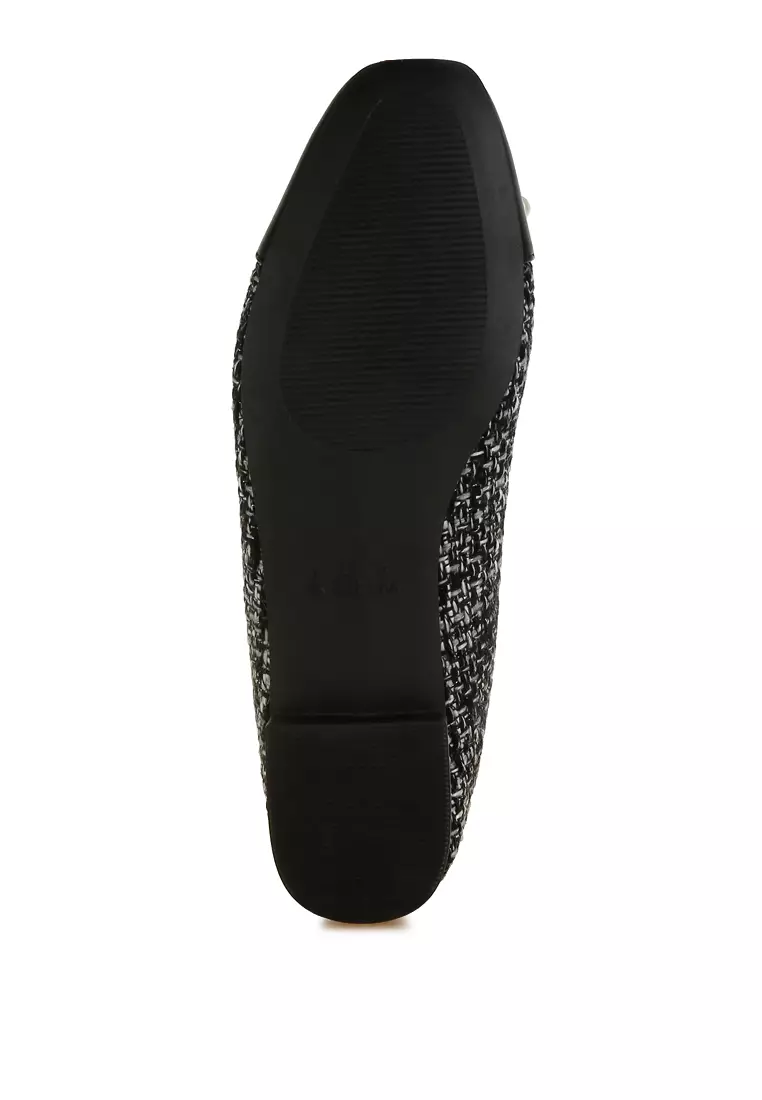 Buy London Rag Boucle Pearl Bow Ballerinas in Black Online | ZALORA ...