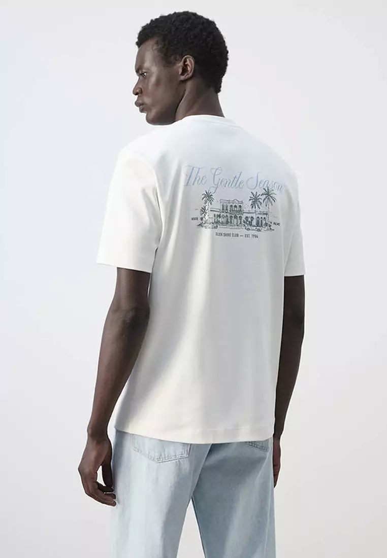 Buy MANGO Man 100% Cotton T-Shirt with Drawing 2026 Online | ZALORA