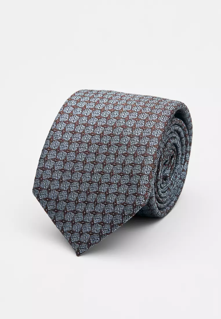 Buy SST&C Grey and Brown Check Silk Tie 2026 Online | ZALORA