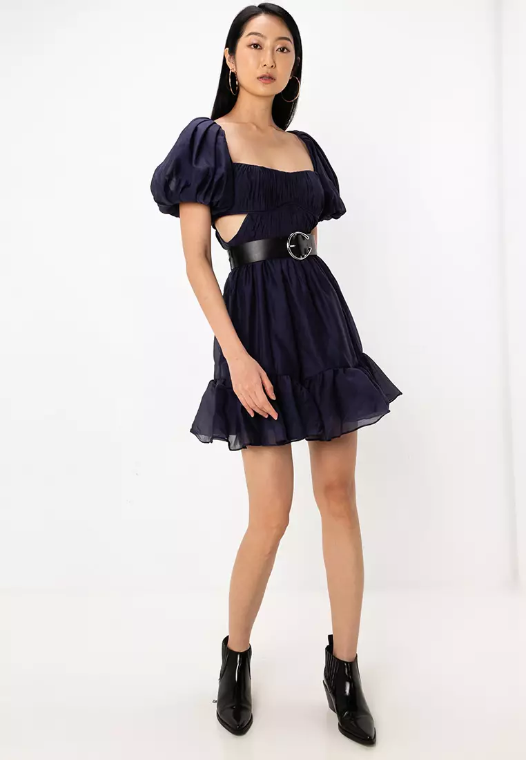 Buy ASOS Design Voile Mini Dress With Pleated Bodice And PU Belt 2025 ...