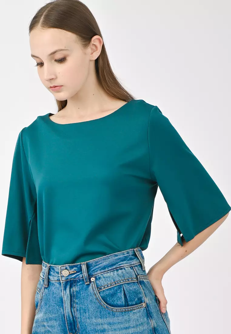 Buy Plain B. Slit Sleeve Top 2025 Online | ZALORA