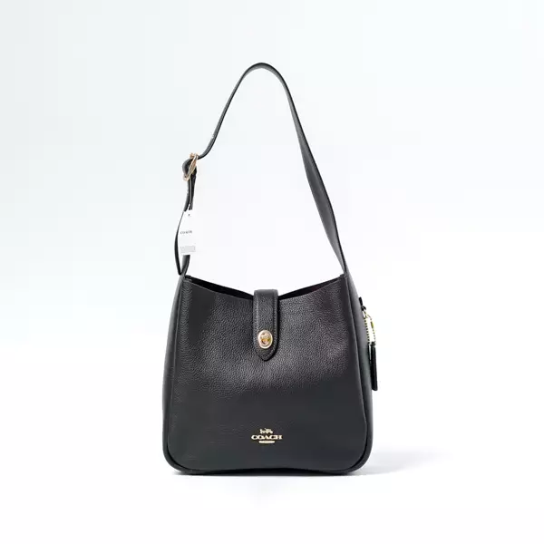 Jual COACH Tas COACH GHW LOGO LEATHER PLAIN BLACK BUCKET BAG 100% ...