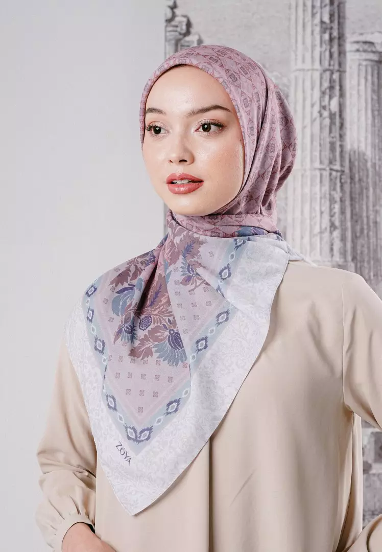 Jual ZOYA Zoya VENICA Scarf Dusty Pink - Kerudung Hijab Segiempat Motif ...