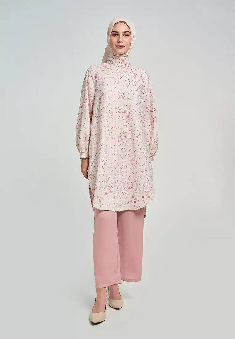 Jual KAMI Kami Qara Bishop Sleeve Tunic Cream Blush Original 2025 ...