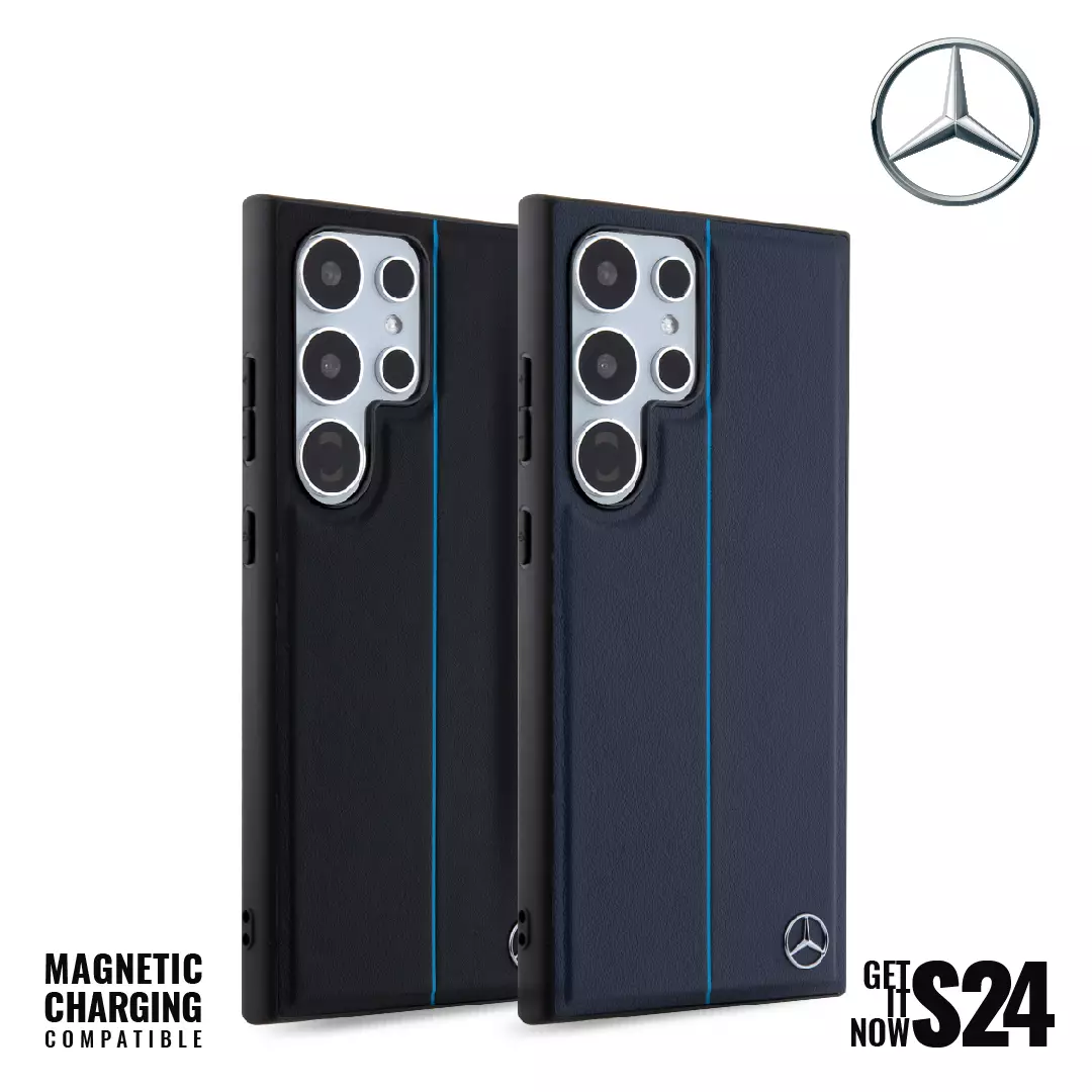 Jual MERCEDES BENZ Case Samsung S24 Ultra Mercedes Magsafe Leather Blue ...