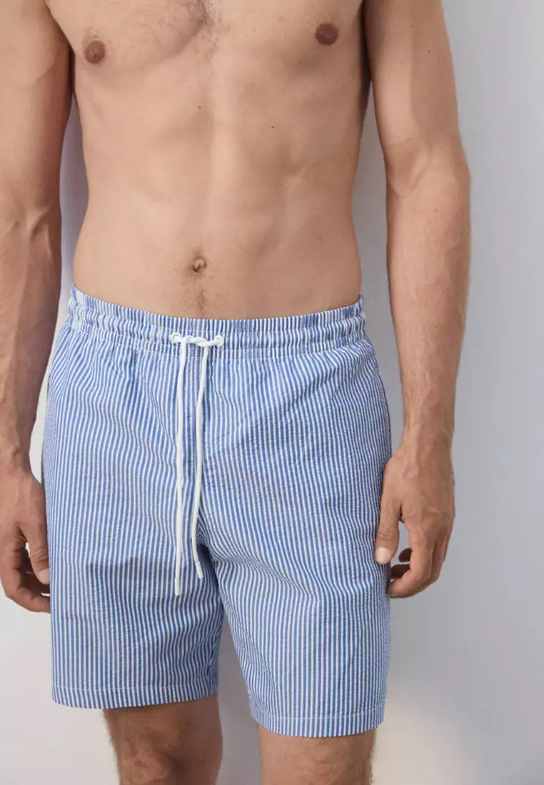 Buy MANGO Man Seersucker Striped Swim Shorts 2026 Online | ZALORA