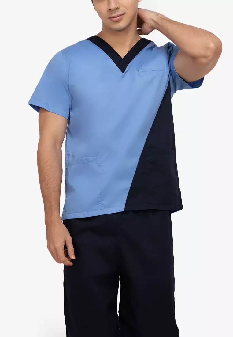 Buy Intal Garments Scrub Suits V Neck Lower Slant Design Combination