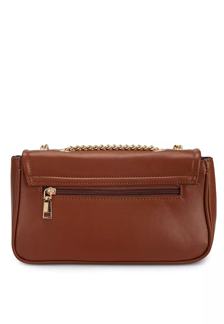 Jual Unisa Faux Leather Sling Bag With Metal Chain Original 2024 ...