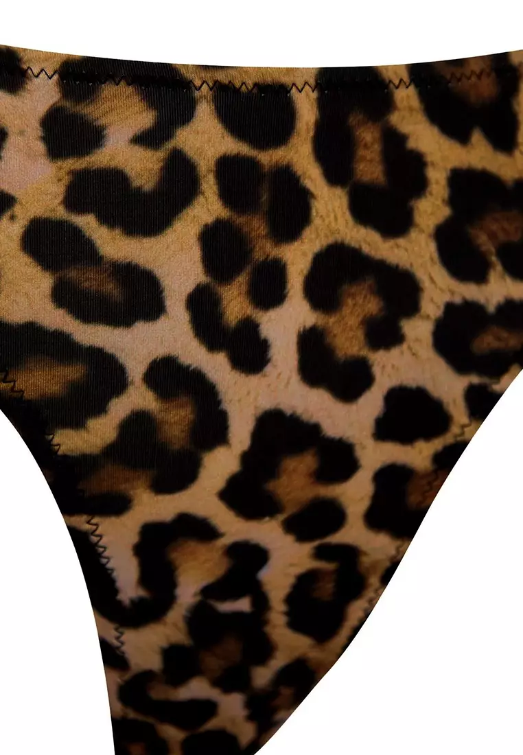 Jual Trendyol Leopard and Black 2-Piece Normal Waist Bikini Bottom ...
