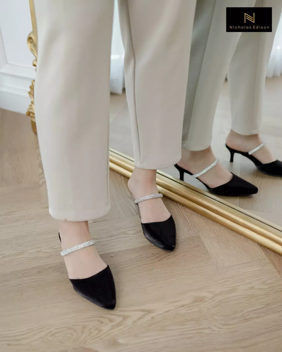 Jual NICHOLAS EDISON Nicholas Edison Heel Alanis Black Original 2024 ...