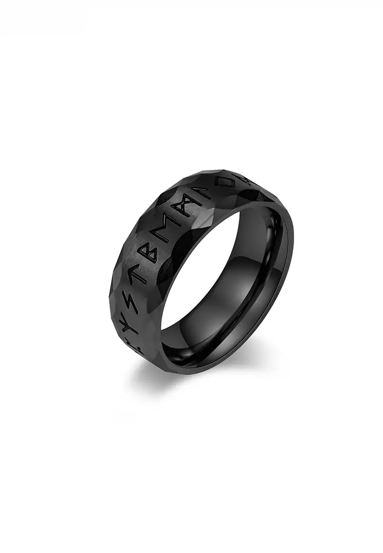 Buy HAPPY FRIDAYS Titanium Steel Stylish Runes Ring JW QF-JZ706 2025 ...