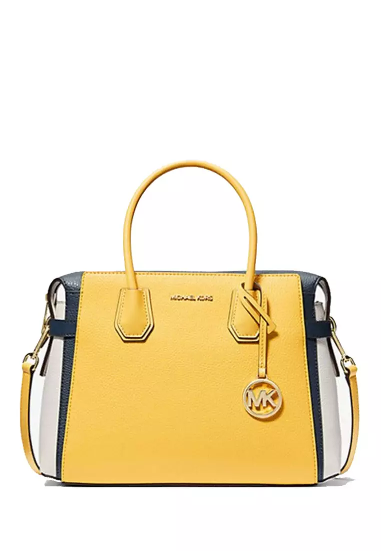 Buy Michael Kors Mercer Medium Color-Block Belted Satchel Online ...