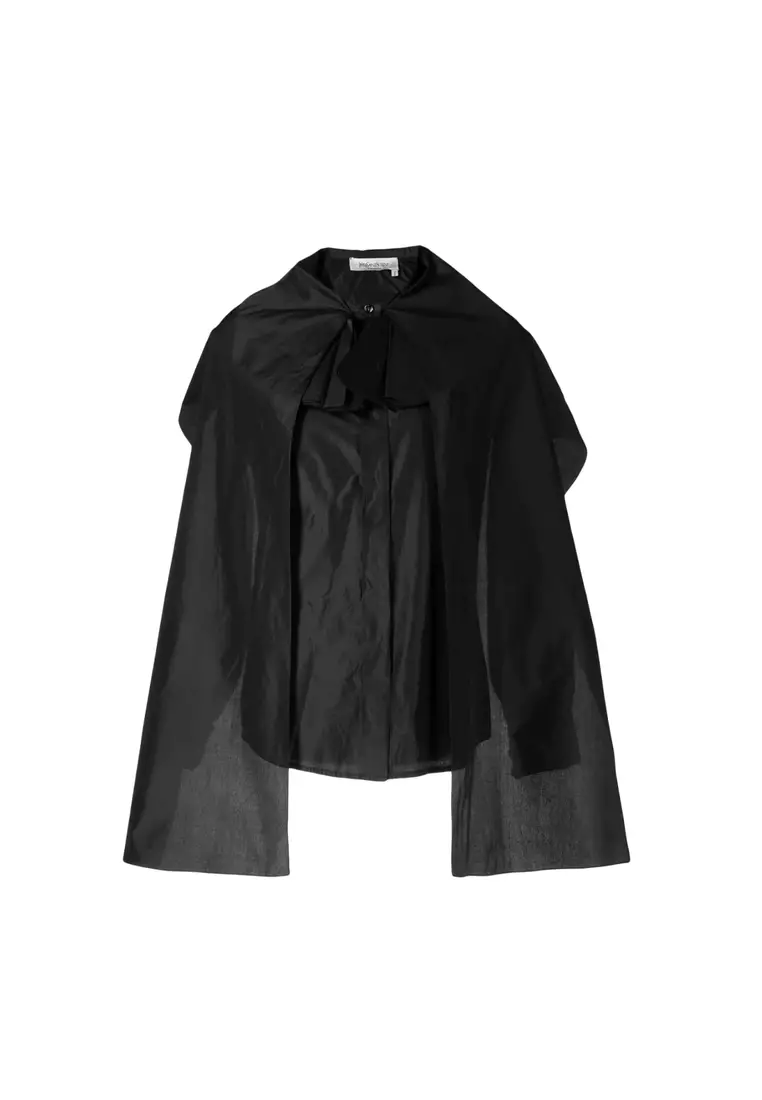 Buy Saint Laurent Pre-Loved Black Cape Layered Silk Blouse 2024 Online ...