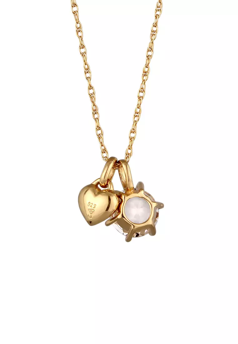 Buy ELLI GERMANY Swarovski® Crystal Heart Duo Necklace – Gold-Plated ...