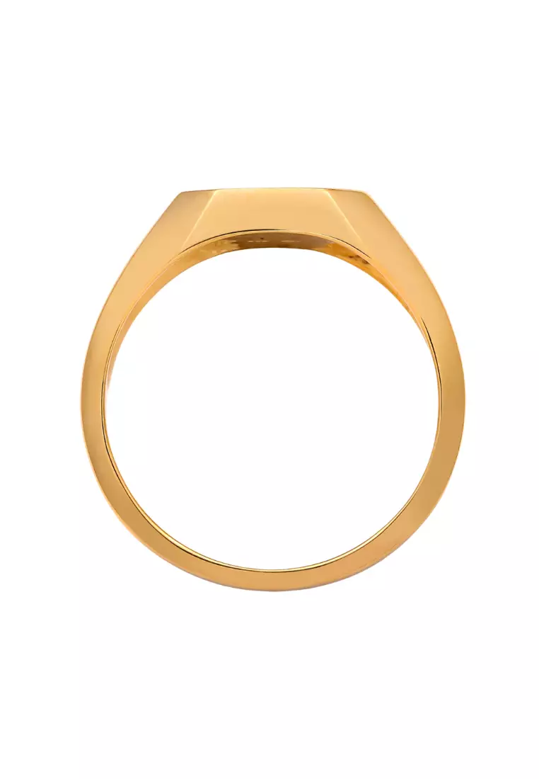 Buy Kuzzoi Ring Men Signet Enamel Green Gold Plated 2026 Online | ZALORA