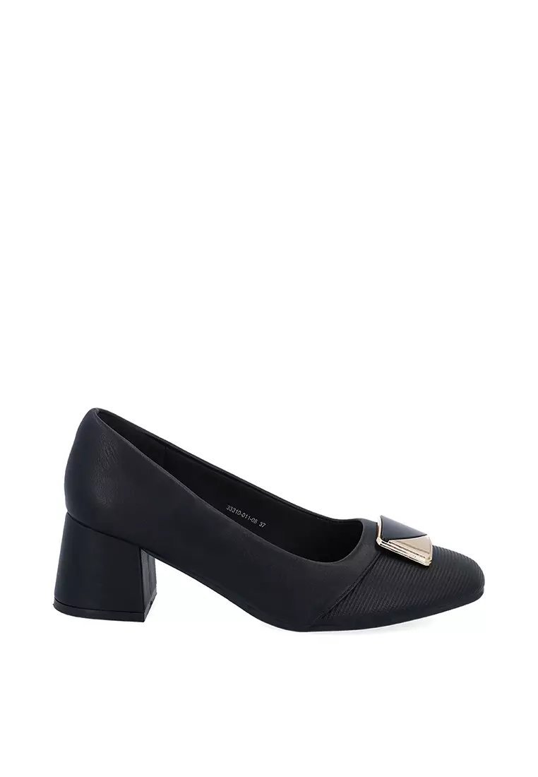 Buy Carlo Rino Black Florence Block Heel Pumps Online | ZALORA Malaysia