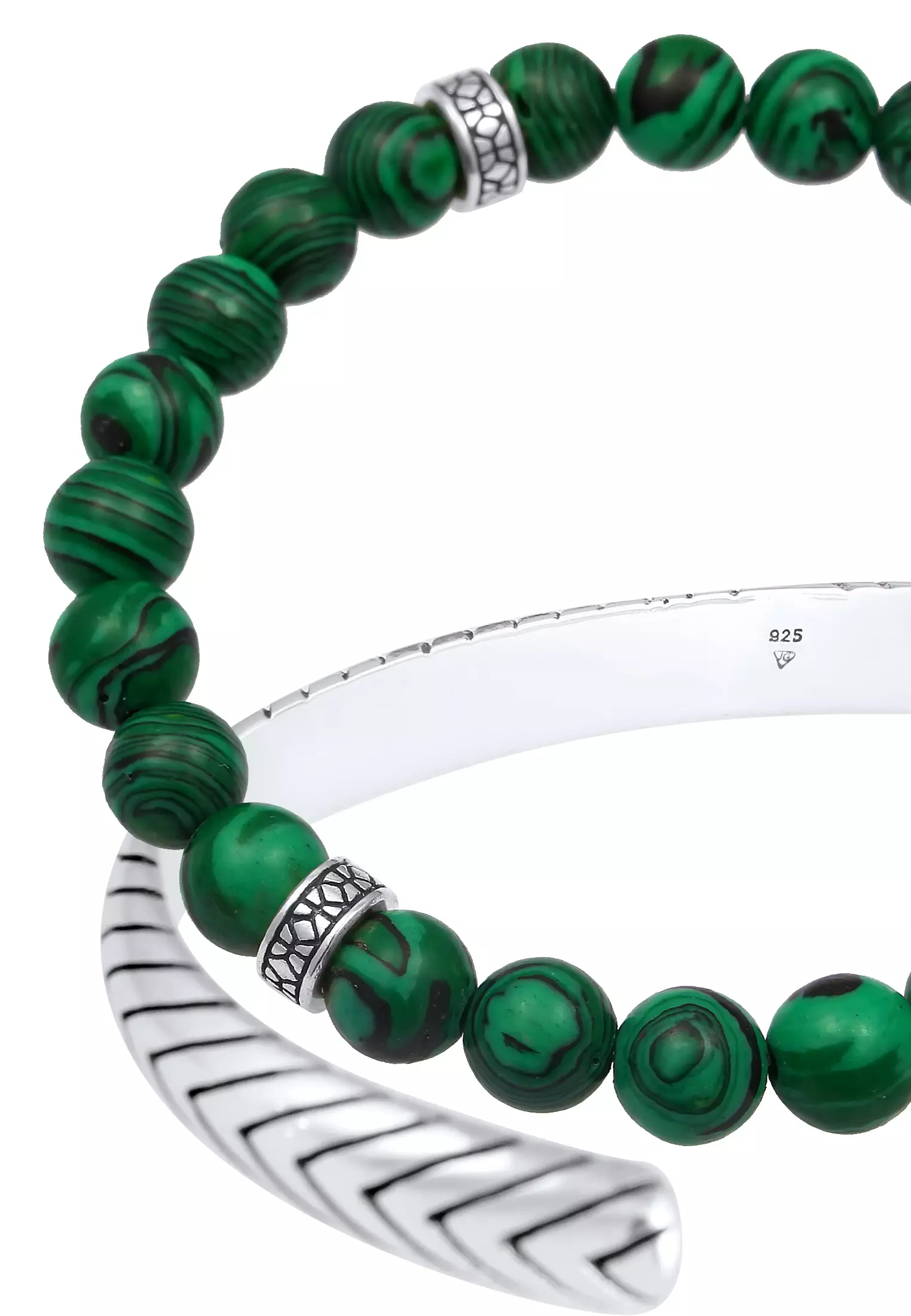 Buy Kuzzoi Men's Malachite Bead and Silver Cuff Set 2026 Online | ZALORA