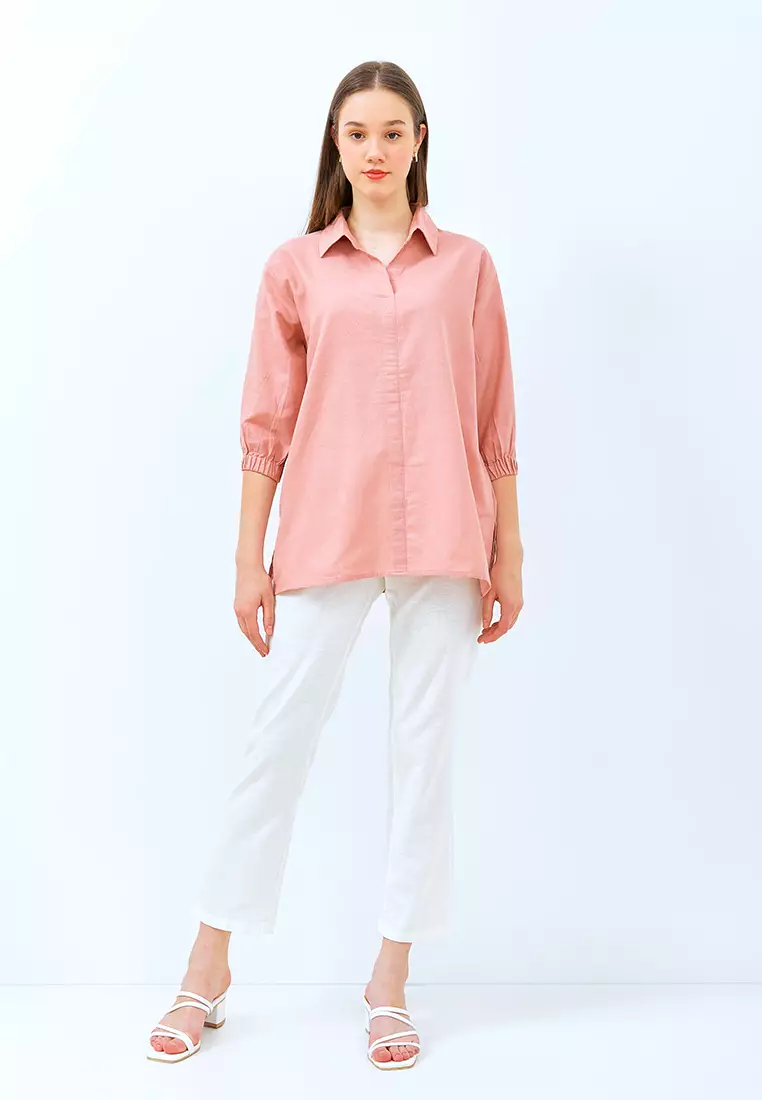 Jual Julia Owers Baju Blouse Wanita KANAE - Dusty Pink Original 2024 ...