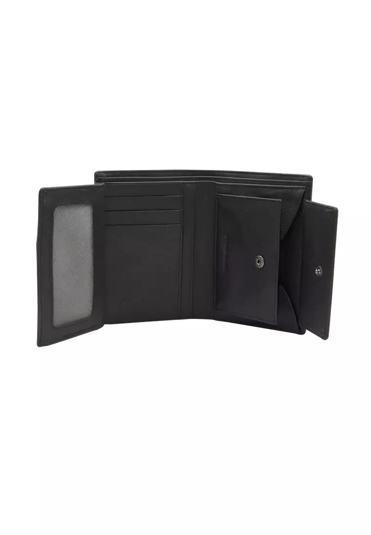 Oxhide Full Grain Leather Black Bifold Wallet Men with Coin Pouch ...