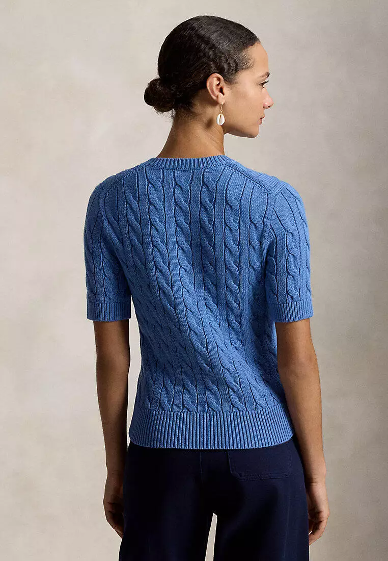 Buy Polo Ralph Lauren Cable-Knit Cotton Short-Sleeve Cardigan 2026 ...