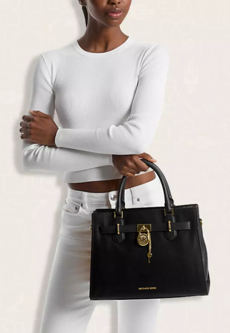 Jual MICHAEL KORS Michael Kors Hamilton Medium Leather Satchel Black Original 2025 | ZALORA ...