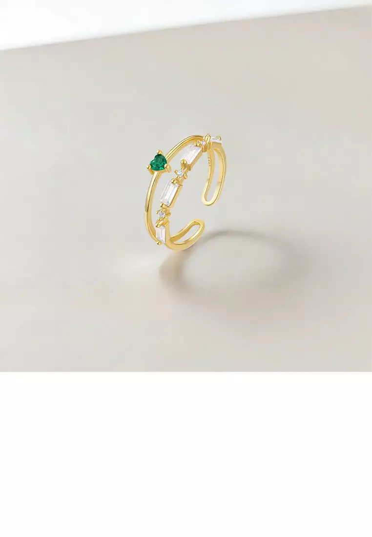 Buy Glamorousky 925 Sterling Silver Plated Gold Fashion Personality Heart-shaped Double-layer ...