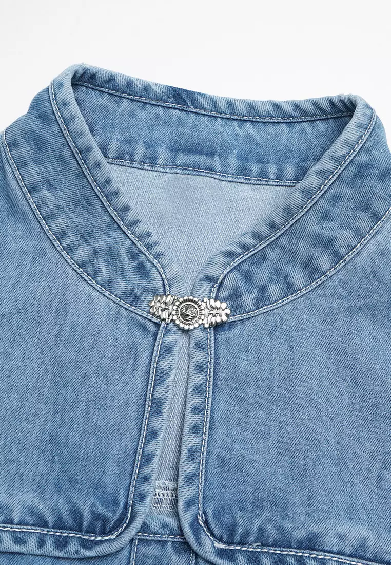 Buy A-IN GIRLS Vintage Chinese Style Denim Skirt 2025 Online | ZALORA ...