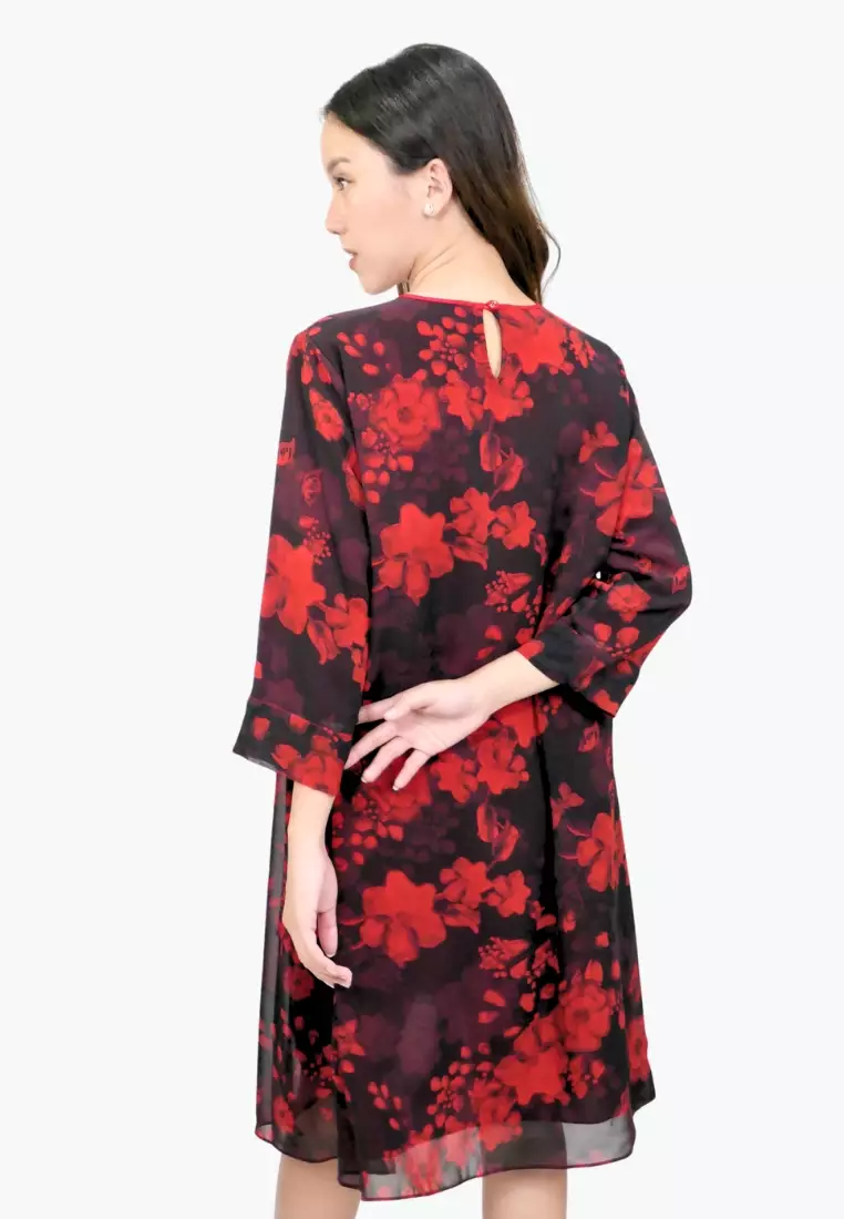 Jual Brilliant Girl Floral Mini Dress Semi Outer Sifon In red By ...