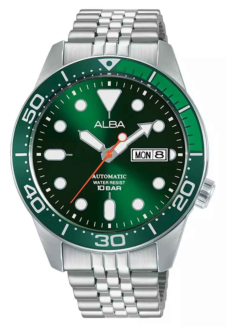 Jual Alba Alba Mechanical - Jam Tangan Automatic Pria - Silver Green - Stainless Steel ...