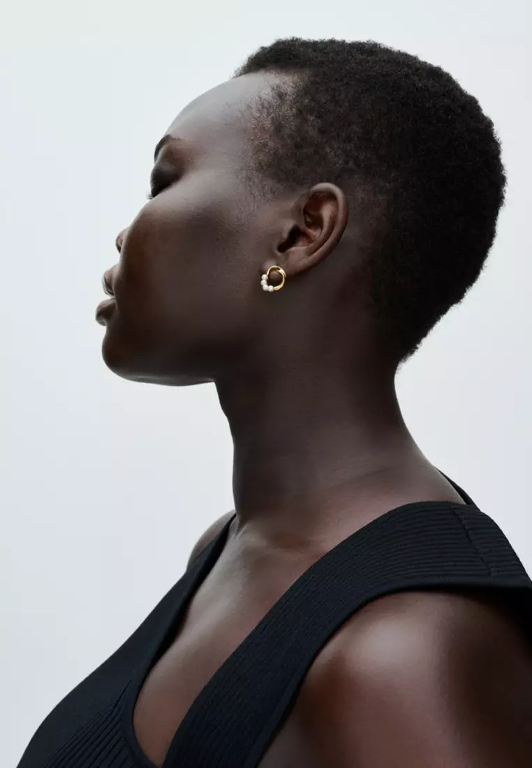 Buy PANDORA Pandora Essence 14k Gold Plated Organically Shaped Circle & Treated Freshwater ...