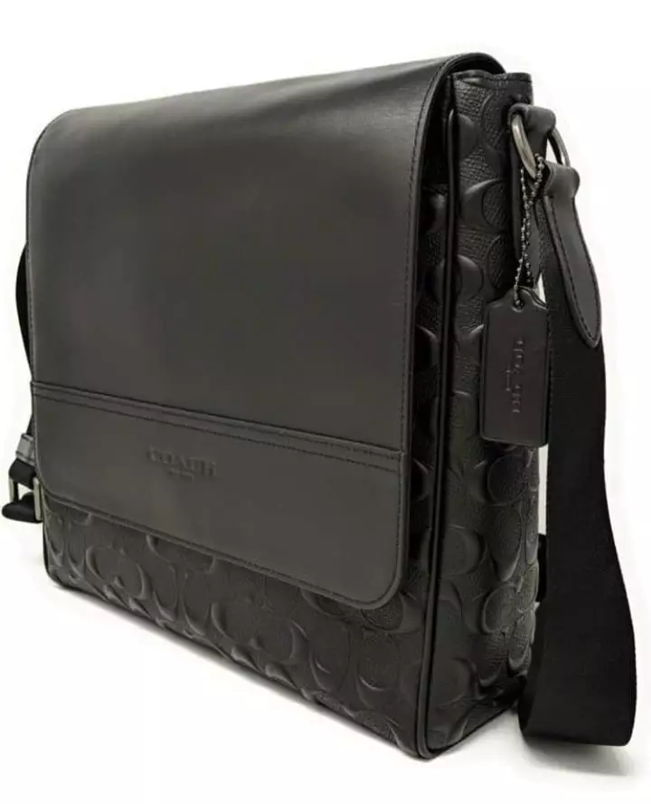 Jual Coach 4006 Coach huston map bag SIG leather embossed black ...