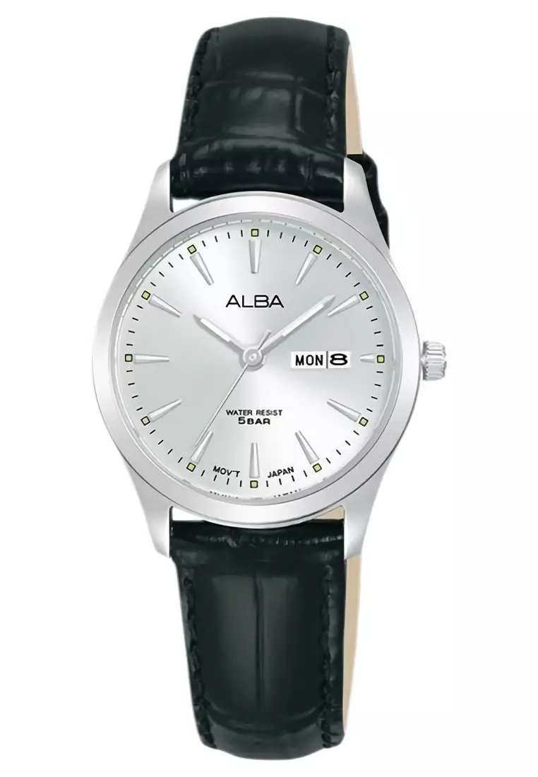 Jual Alba Jam Tangan Wanita Alba AN8089X1 Ladies Silver Dial Black ...