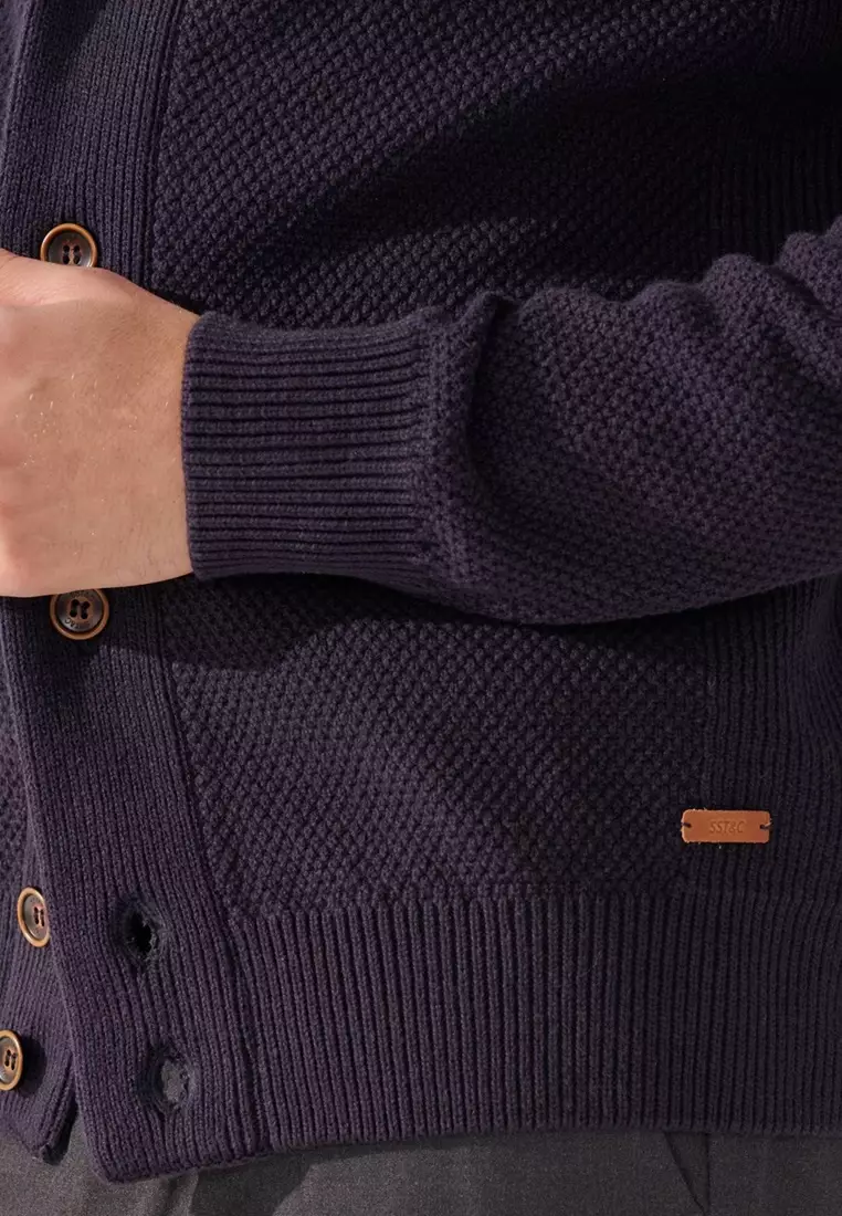 Buy SST&C Navy Jersey Cardigan 2025 Online | ZALORA