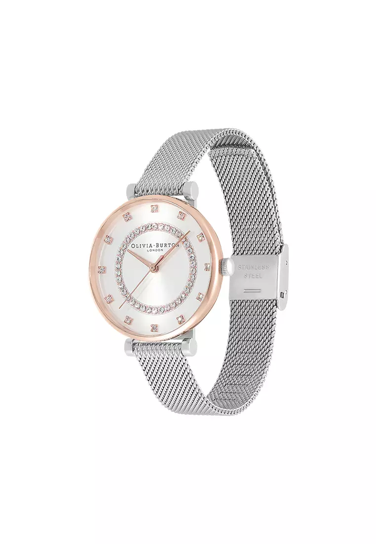 Jual Olivia Burton Olivia Burton T-Bar White & Two Tone Mesh Watch 32mm ...